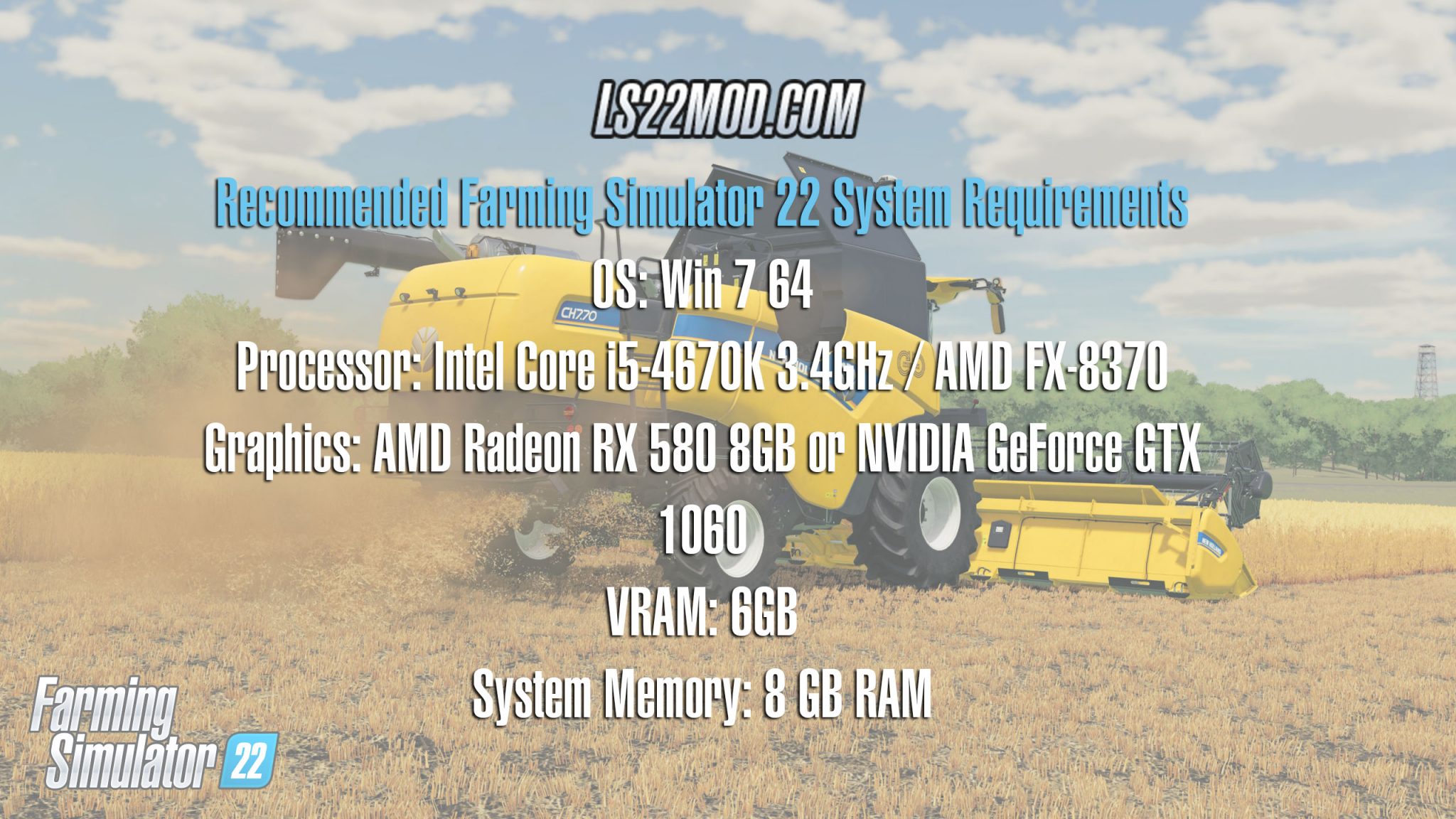 Landwirtschafts simulator 2022 System requirements / LS22 requirements