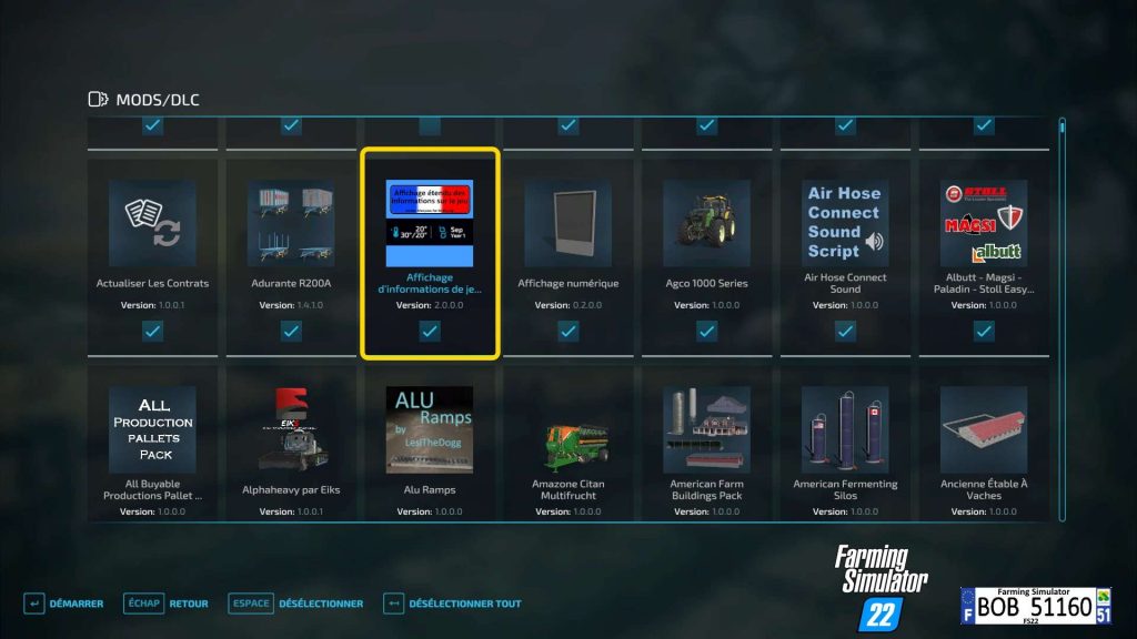 ExtendedGameInfoDisplay By BOB51160 v1.0.0.0 LS22 Mod / LS25 Mods