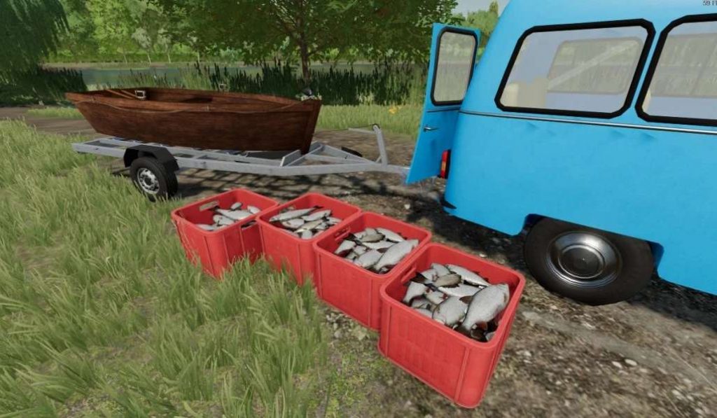 New style Boat for Hof Bergmann map v1.0.0.0 LS22 Mod / LS25 Mods