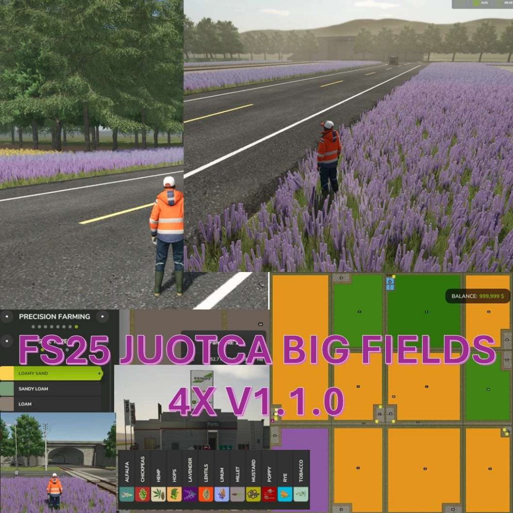 LS25 JUOTCA BIG FIELDS 4X V1.1.0.0 Mod / LS25 Mods