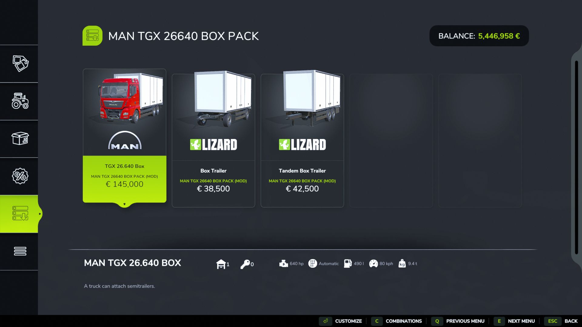 LS25 MAN TGX 26640 Box Pack V1.0.0.0 Mod / LS25 Mods