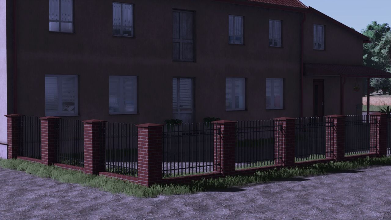 LS25 Red Brick And Metal Fence V1.0.0.0 Mod / LS25 Mods